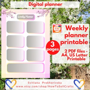 Cute Planner. Student Planner, Planner for Teenager Pink, Printable - Etsy