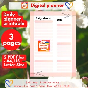 Daily Planner Printable. Simple Planner Orange Floral. Work From Home ...