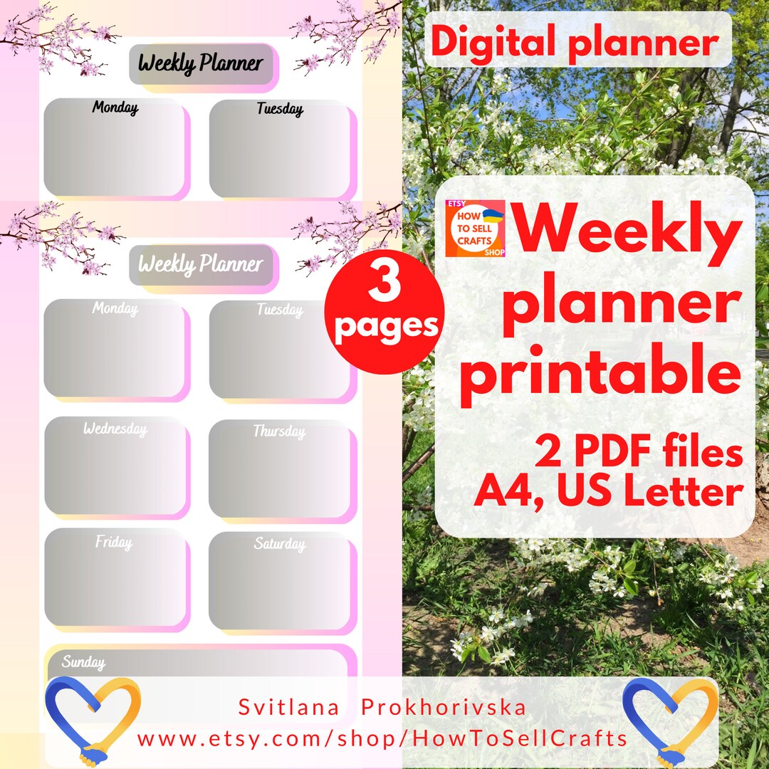 Cute Planner. Student Planner, Planner for Teenager Pink, Printable - Etsy
