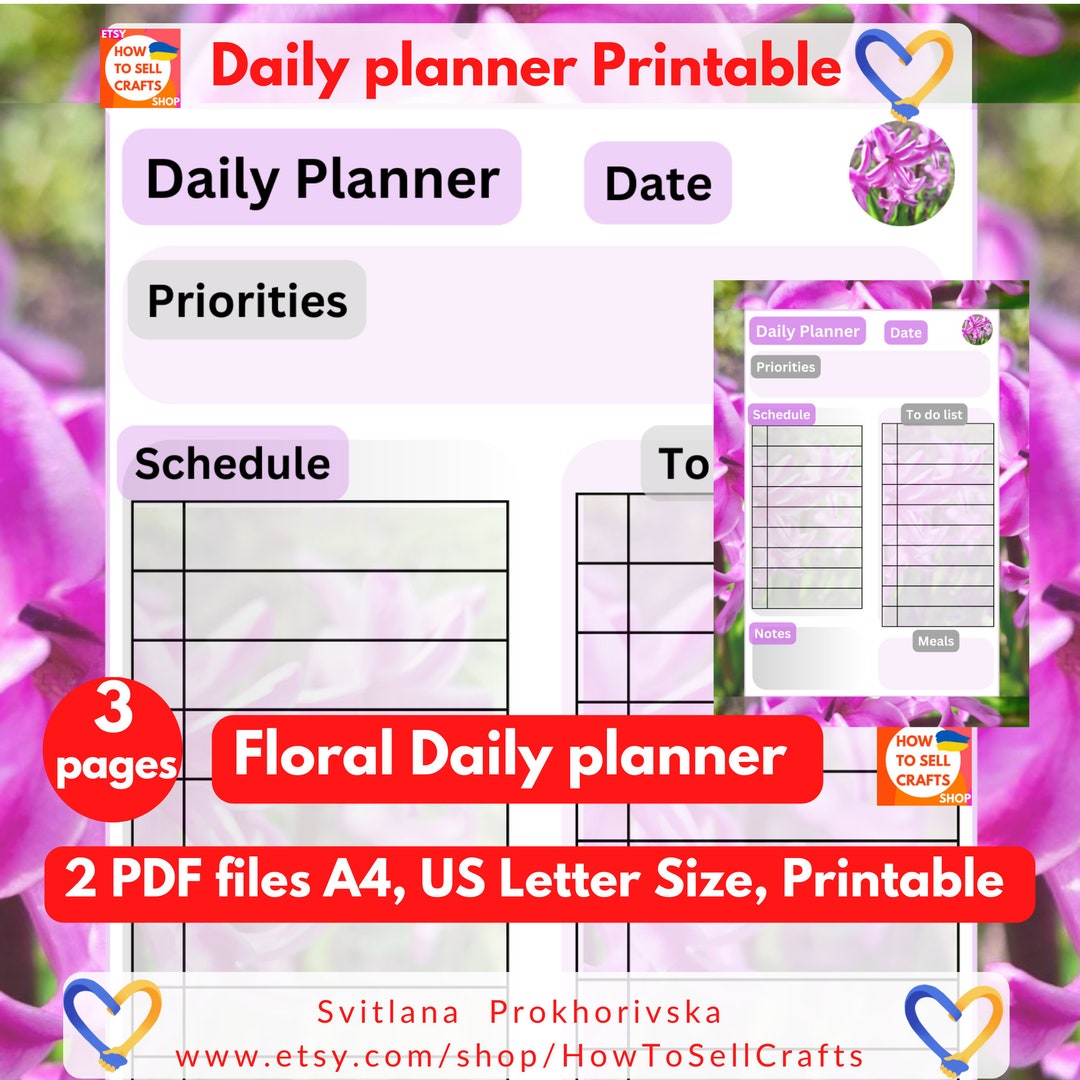 Floral Daily Planner Printable: Undated To-do List (PDF) - Etsy