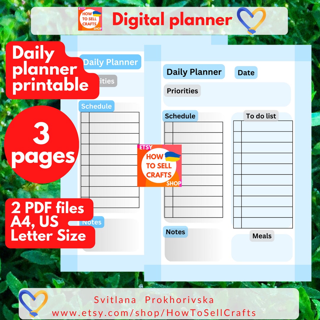 Daily Planner Printable. Blue Simple Planner, Work From Home Planner - Etsy