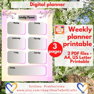 Cute Planner. Student Planner, Planner for Teenager Pink, Printable - Etsy