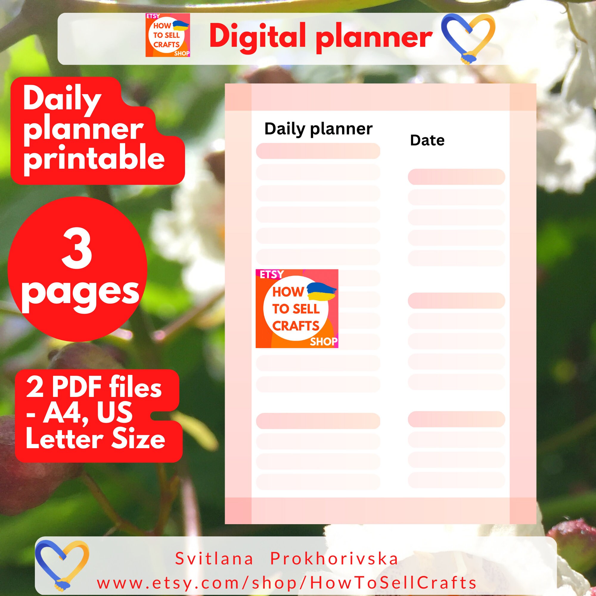Daily Planner Printable. Simple Planner Orange Floral. Work - Etsy