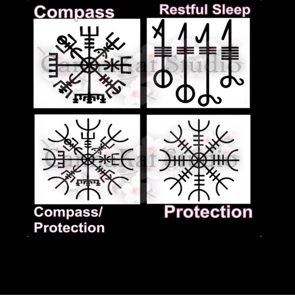 Viking Symbols SVG Bundle Mjolnir Vegvisir Valknut Aegishjalmur Helm of ...