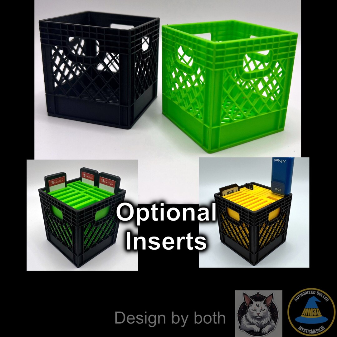 Mini Milk Crate Organizer Desk Storage Micro SD Switch Nintendo USB ...