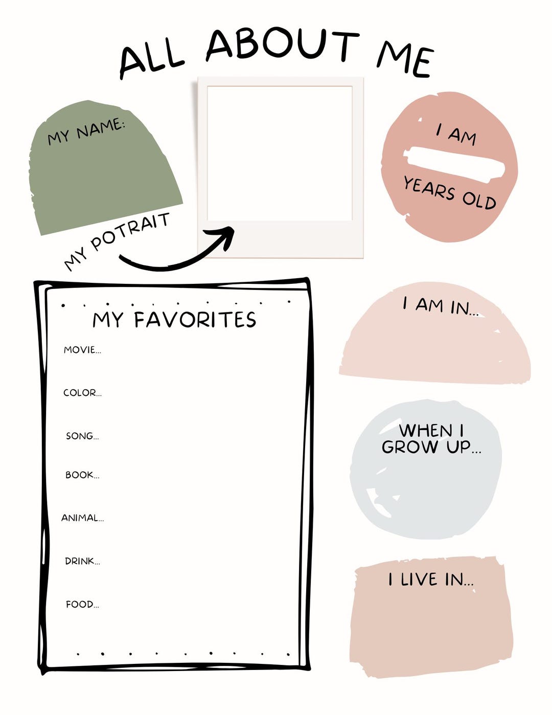 Custom All About Me Digital Print - Etsy