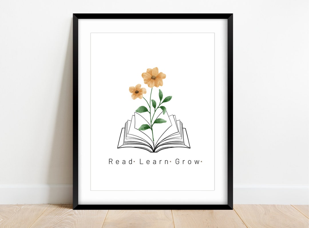 Read Learn Grow, Printable Wall Art, Positive Affirmations, Reading ...