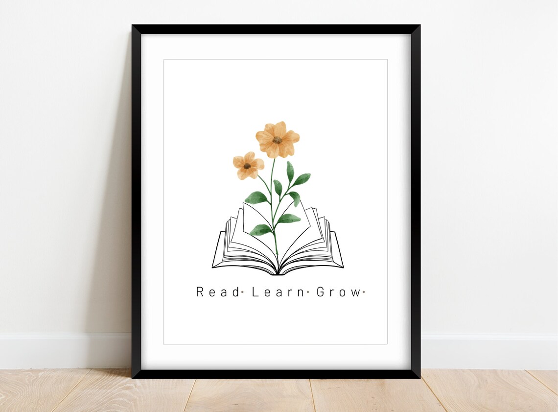 Read Learn Grow, Printable Wall Art, Positive Affirmations, Reading ...