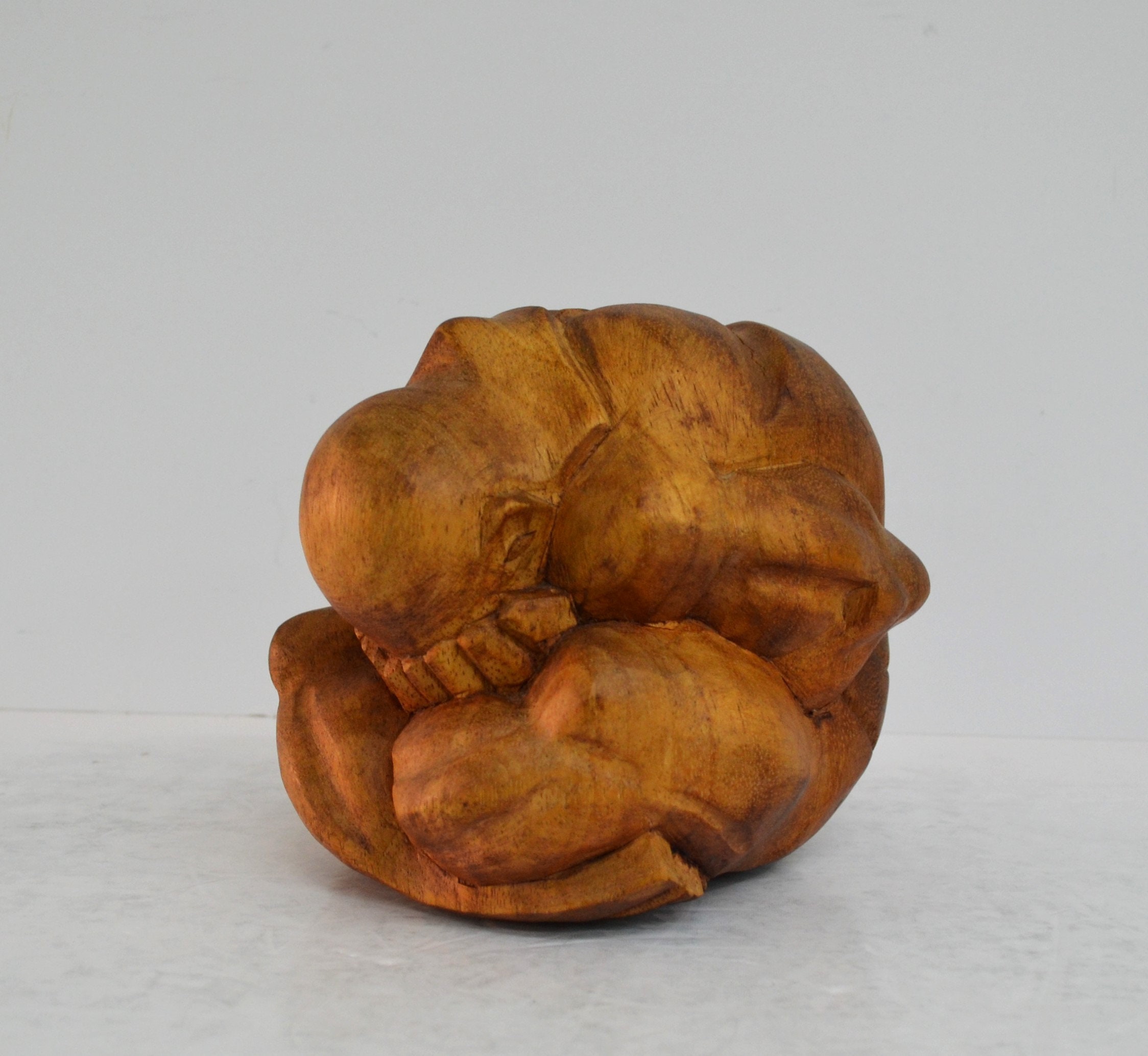 Hand Carved Wooden Sculpture of Weeping Buddha/yogi Man /orang Malu ...