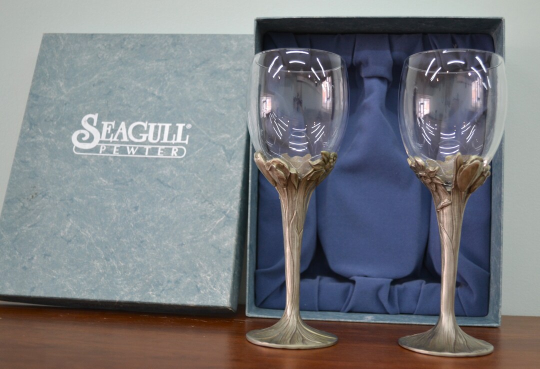 Two Seagull Pewter Wine Glasses in Original Box. Tulip Style. - Etsy UK