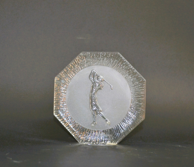 Octagonal Crystal Sculpture/paperweight Featuring a Golfer Player ...