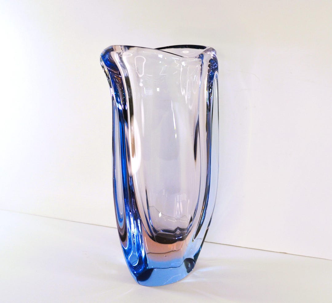Encased Blue and Amber Glass Free Form Vase. Elegance Collection ...