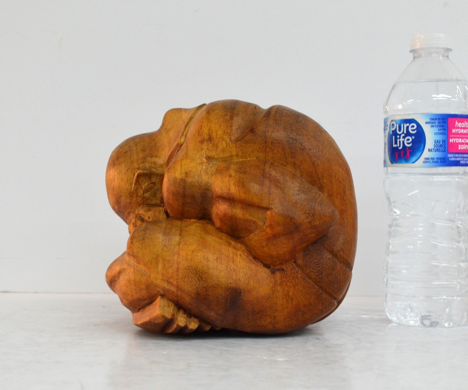 Hand Carved Wooden Sculpture of Weeping Buddha/yogi Man /orang Malu ...