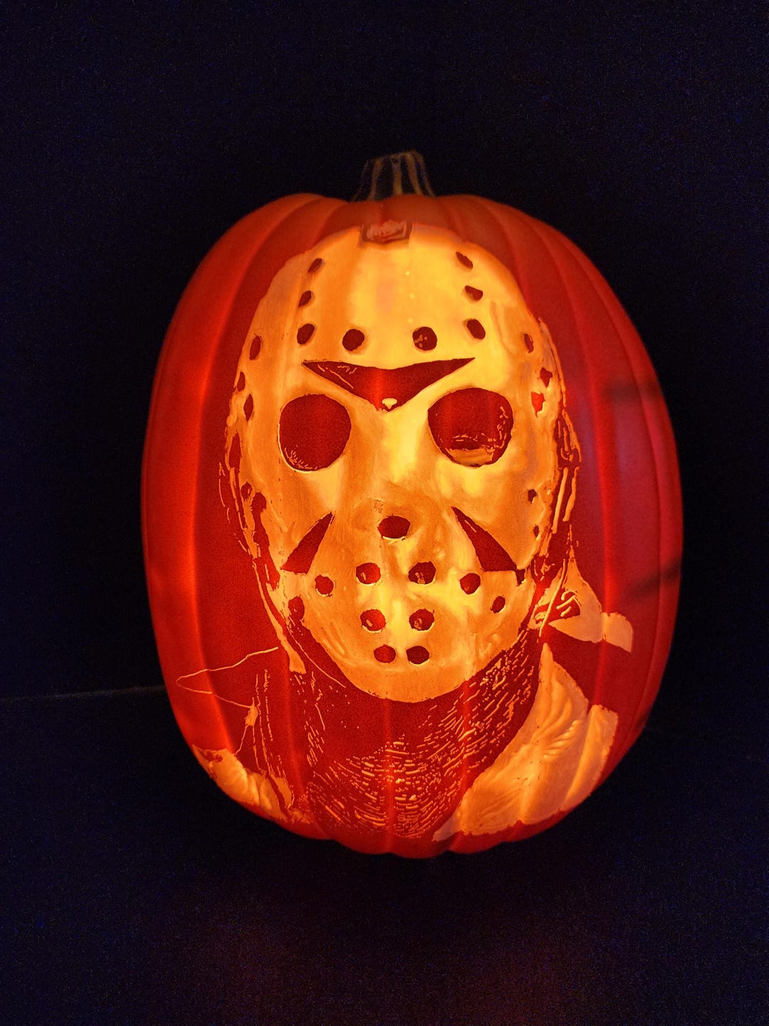 Hand-carved Jason Voorhees Foam Pumpkin - Friday the 13th Decor - Etsy