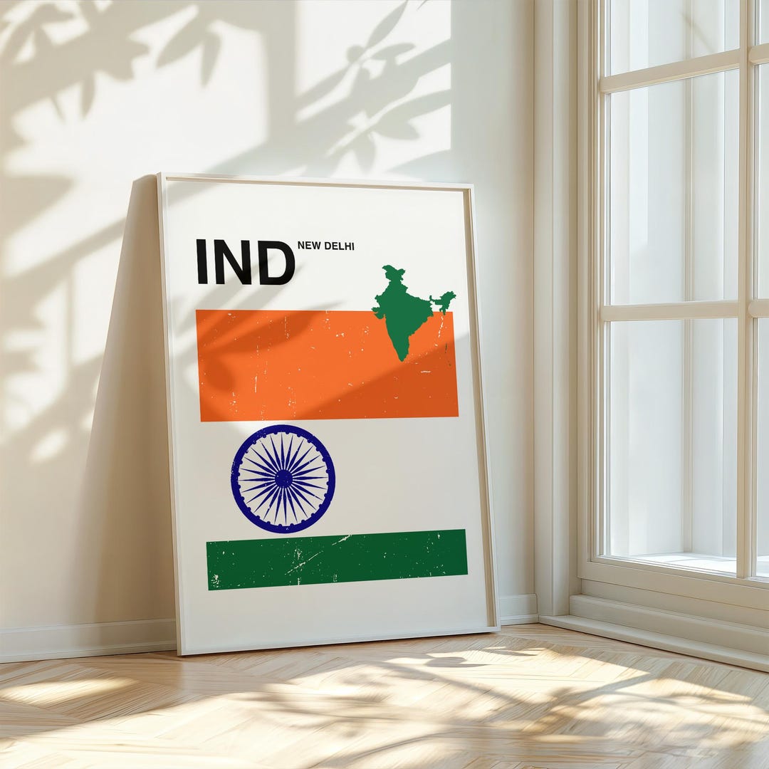 India Flag Poster – Printable India Wall Art, Minimalist India Map ...