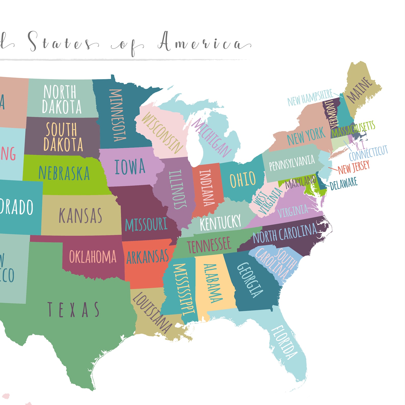 United States Map Wall Art PRINTABLE United States Map Print - Etsy