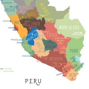 Peru Map Print: Regions, Provinces & Capitals (digital Download) #P610 ...