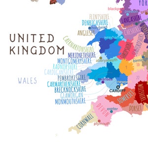 UK County Map Print: Labeled United Kingdom Map (digital Download) - Etsy