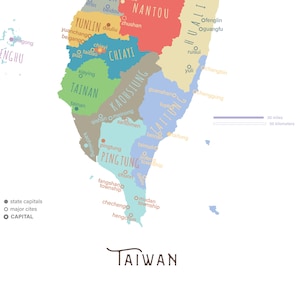 Taiwan Map Print, PRINTABLE Taiwan Provinces, Labeled Taiwan Map ...
