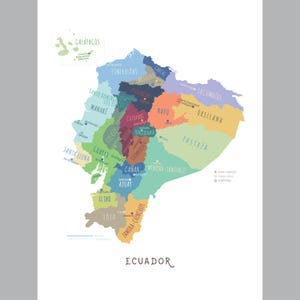Printable Ecuador Map - Ecuador Provinces and Capitals, Labeled Modern ...
