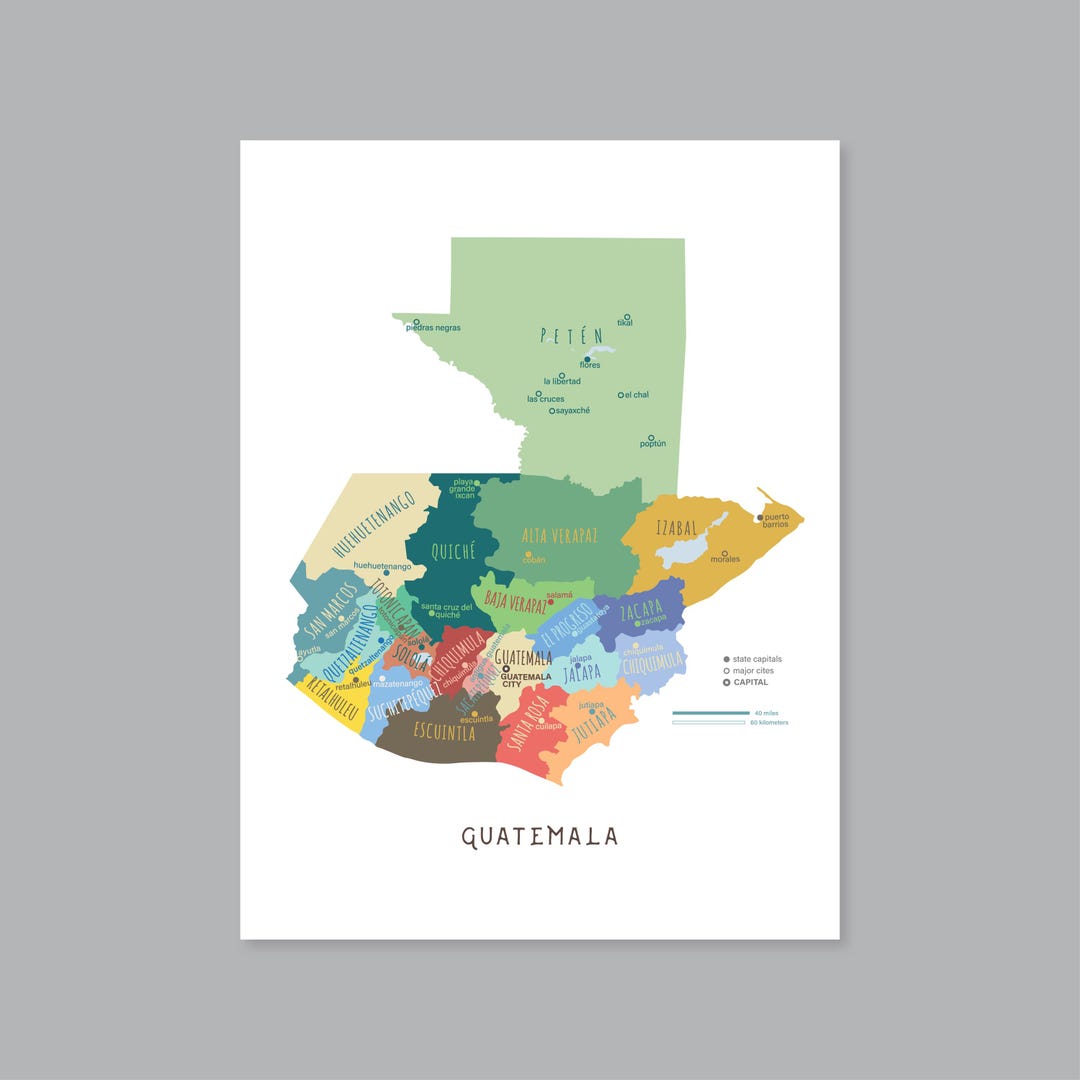Guatemala Map, PRINTABLE Guatemala Province and Capitals, Labeled ...