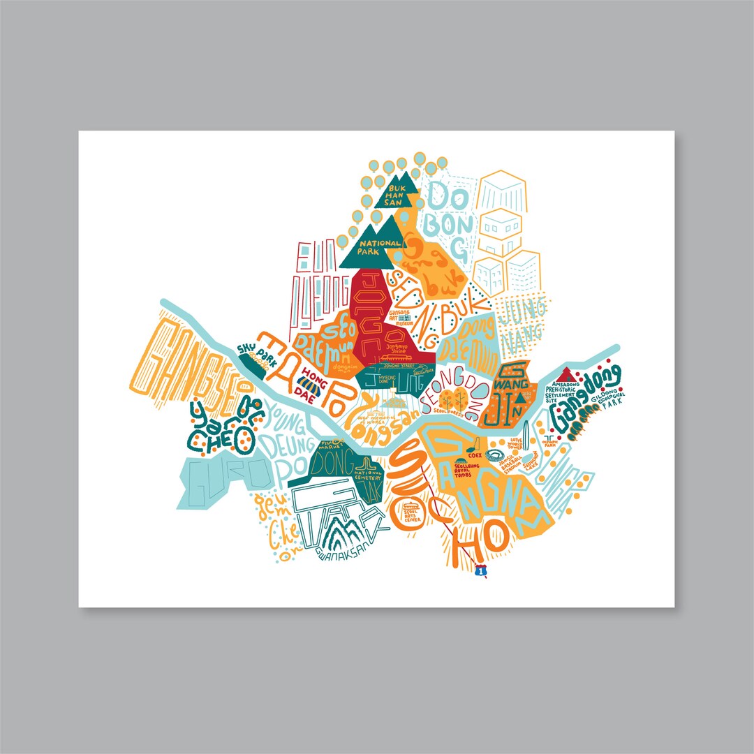 Seoul Map Art Print: Modern Typography Home Decor (PDF) #P410 - Etsy