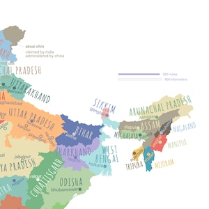 India Map Print: States & Capitals, Modern Decor (digital Download) # ...