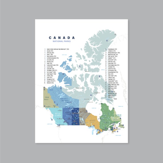 Canada Map Printable Canada National Parks Map Canada Map | Etsy