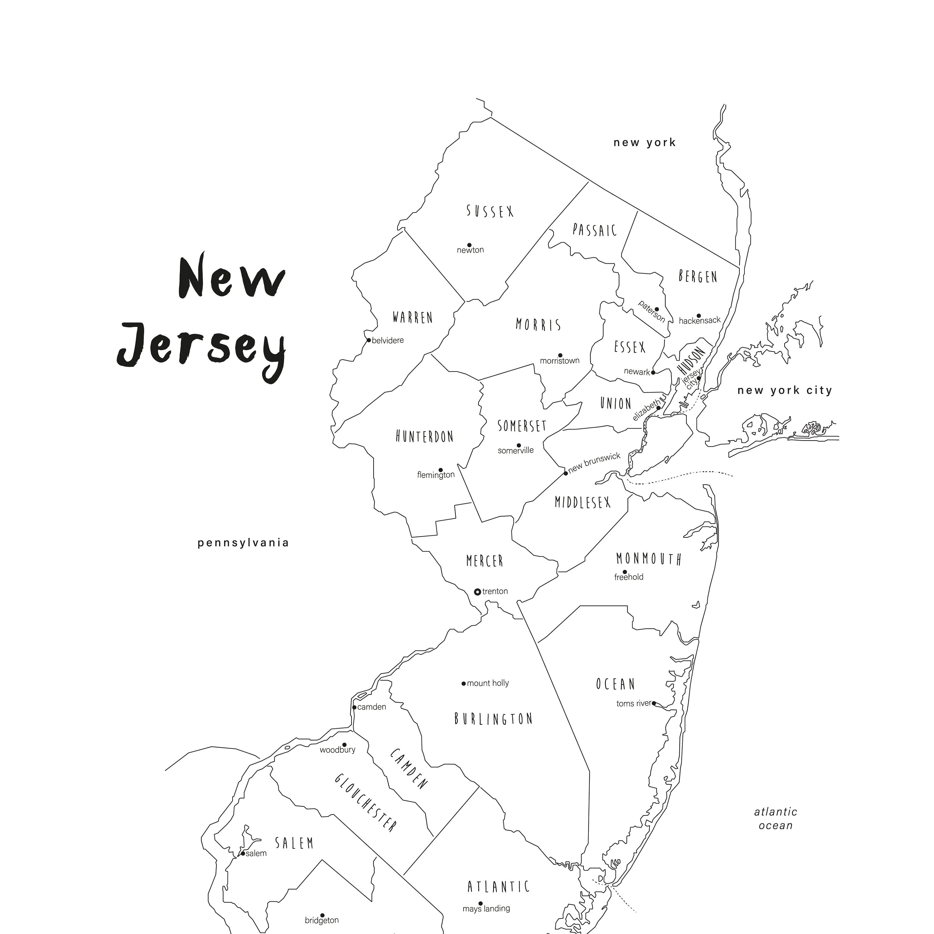 new jersey map poster