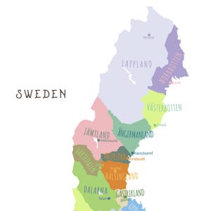 Sweden Map, PRINTABLE Sweden Provinces and Capitals, Labeled Sweden Map ...