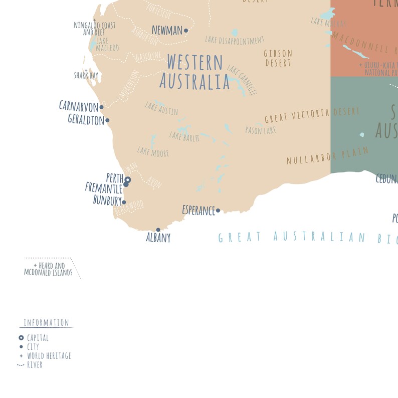 Australia Map PRINTABLE Australia Map Kid Nursery Modern - Etsy