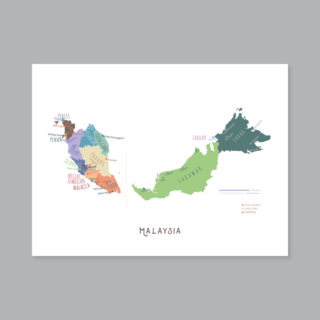 Malaysia Map, PRINTABLE Malaysia Provinces Map, Labeled Malaysia Map ...