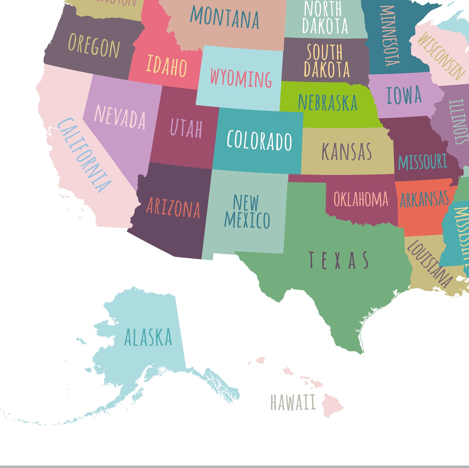 United States Map Wall Art PRINTABLE United States Map Print - Etsy