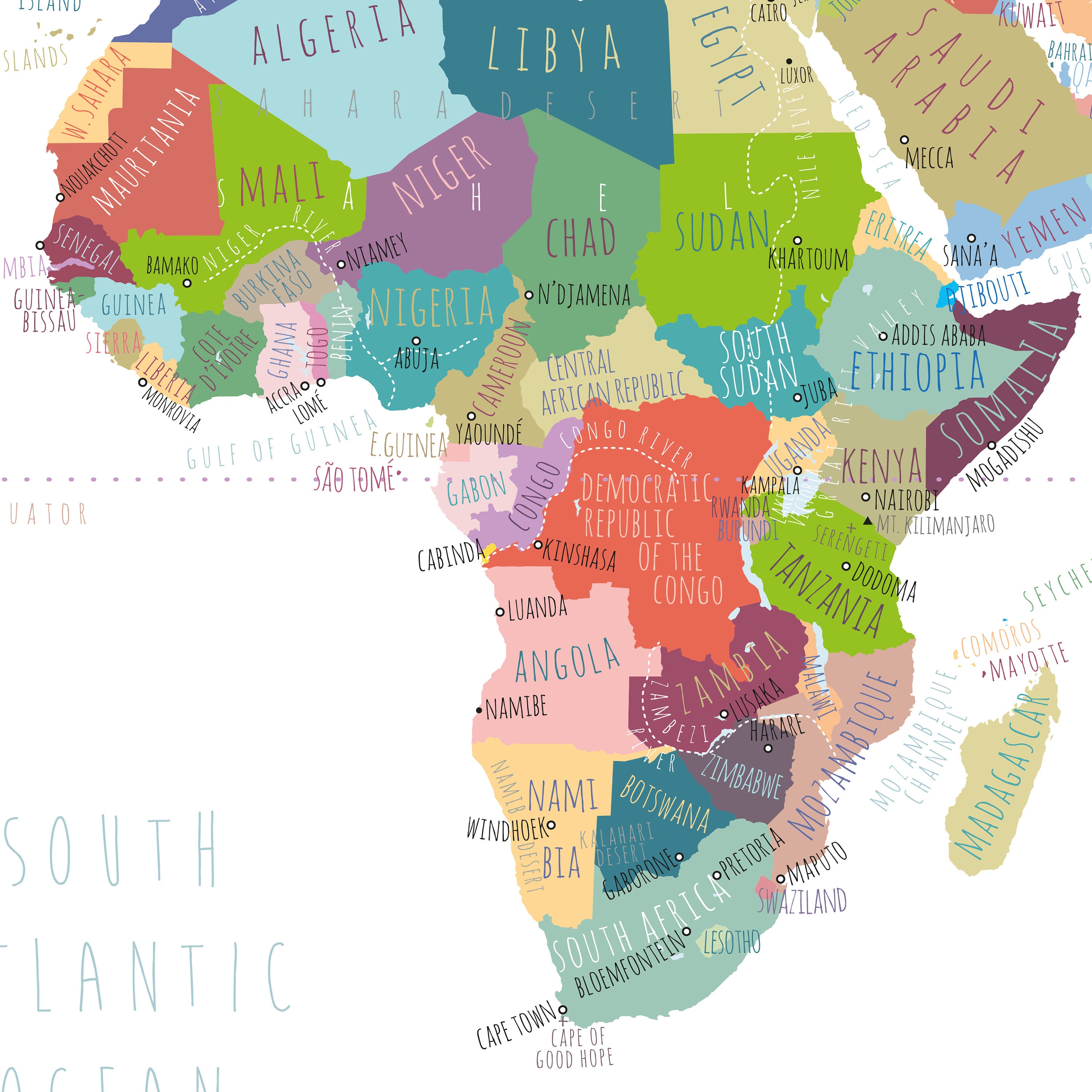 World Map Poster PRINTABLE World Map With Countries Map of | Etsy Canada