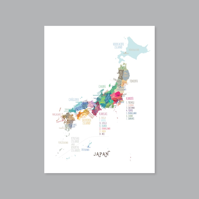 Japan Map Region, PRINTABLE Japan Provinces Japan Prefecture Map ...
