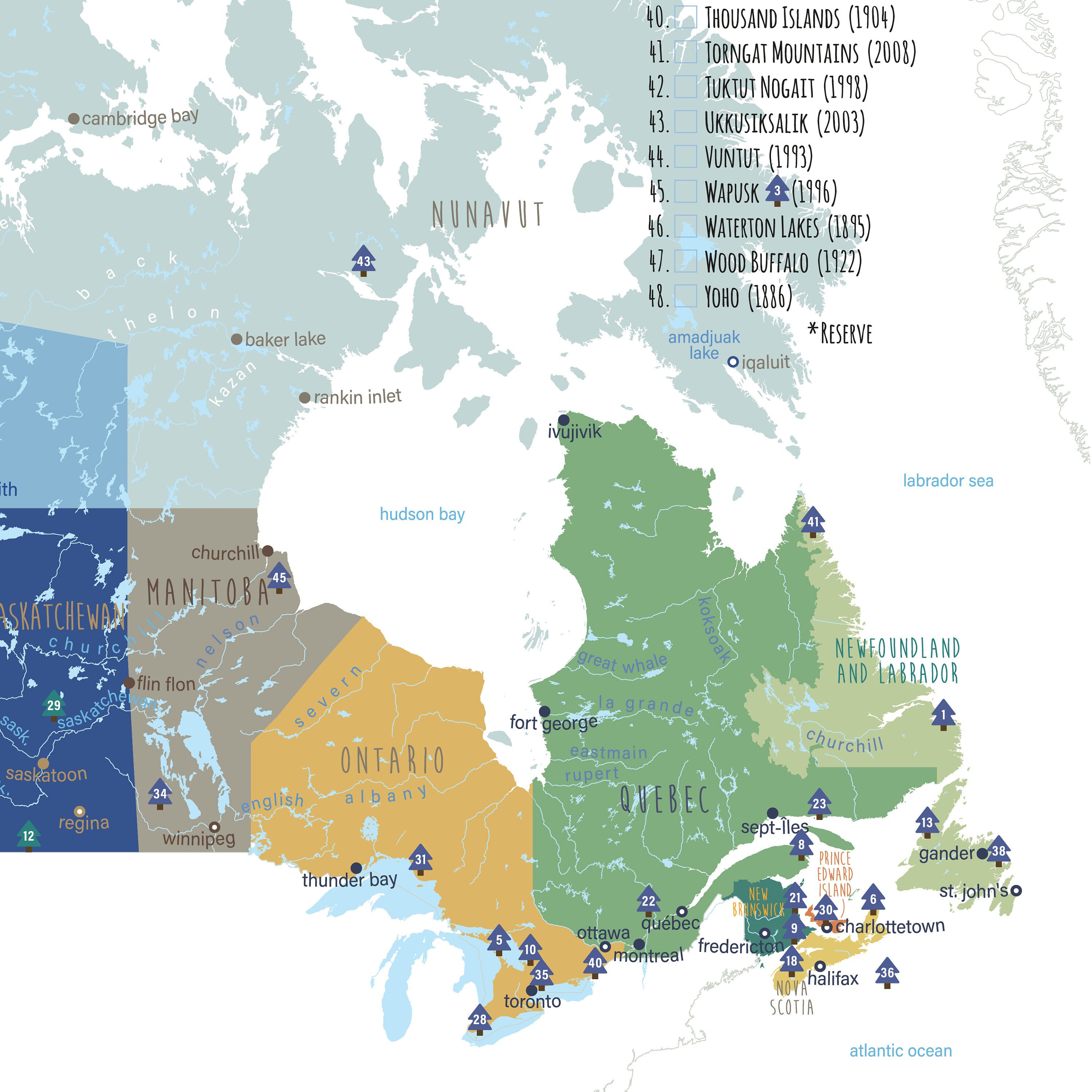 Canada Map, Printable Canada National Parks Map, Canada Map Art P523 - Etsy
