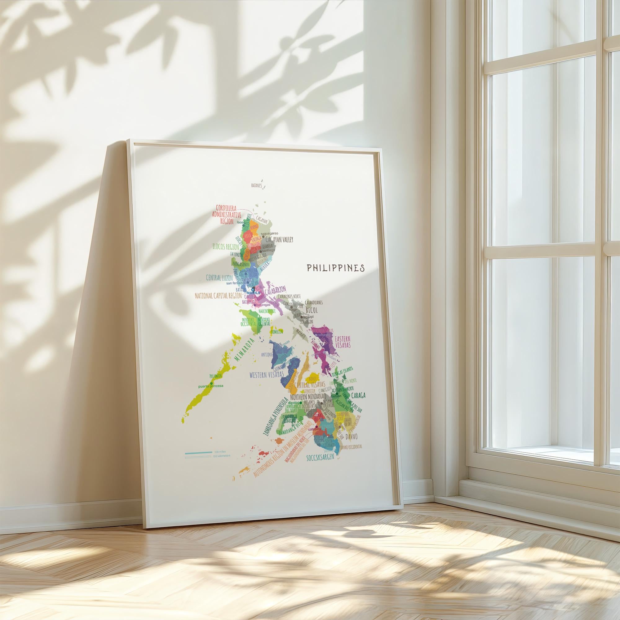 Philippines Map Print, Regions & Provinces, Modern Home Decor (digital ...