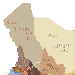 Kenya County Map, PRINTABLE Kenya County and Capitals, Labeled Kenya ...