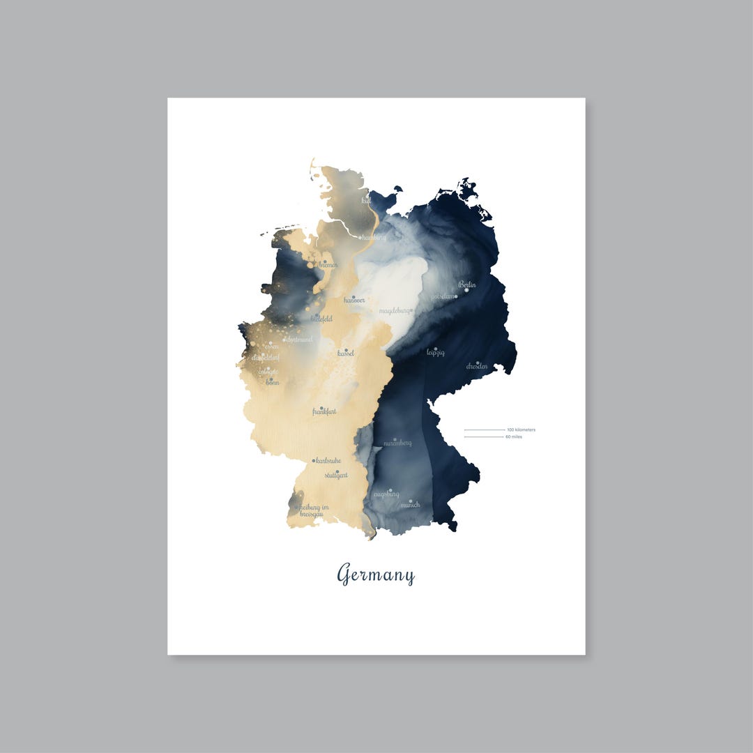 Germany Map Print: Watercolor Art, Major Cities (digital Download) - Etsy