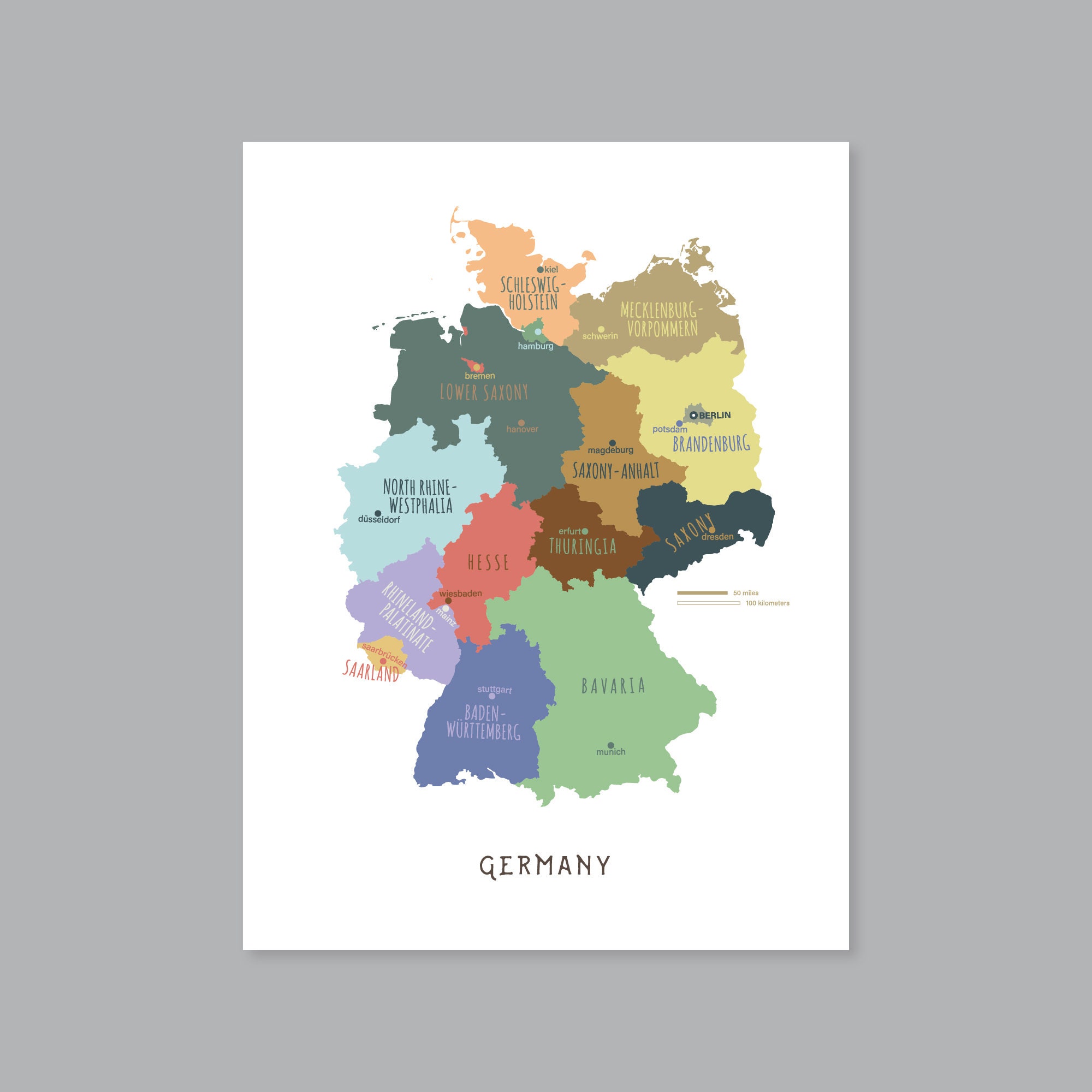 Germany Map, PRINTABLE Germany States and Capitals, Labeled Germany Map ...