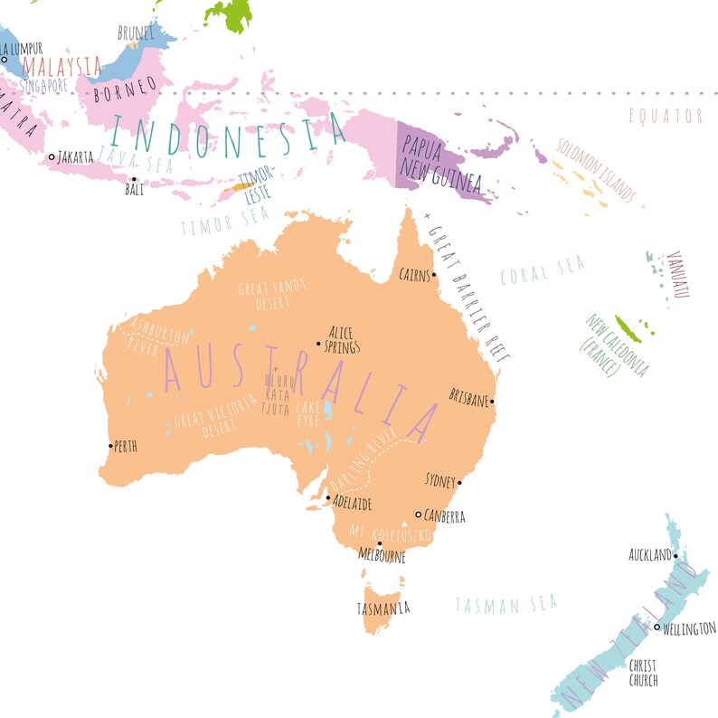 World Map Poster PRINTABLE World Map With Countries Map of - Etsy Canada