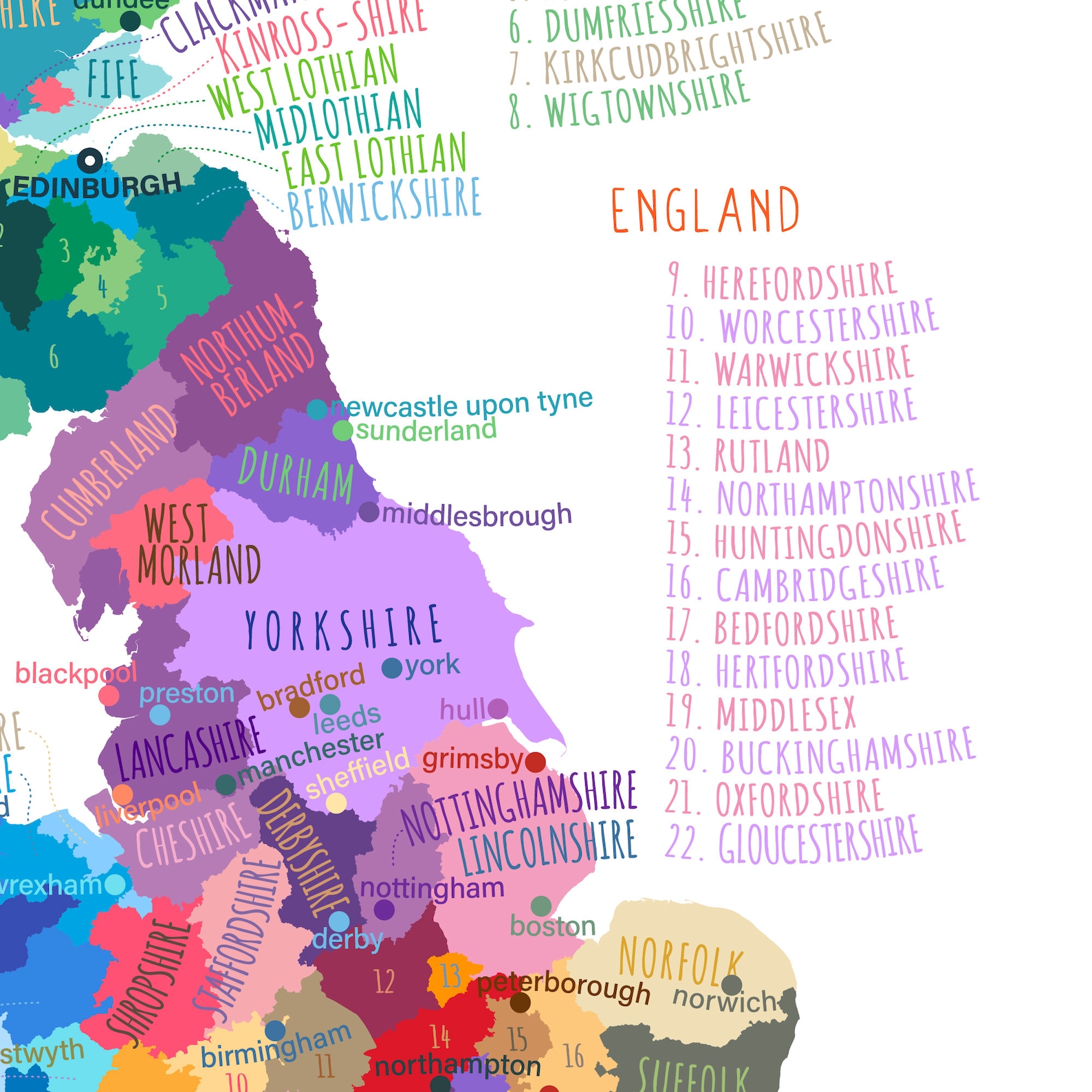 UK County Map Print: Labeled United Kingdom Map (digital Download) - Etsy