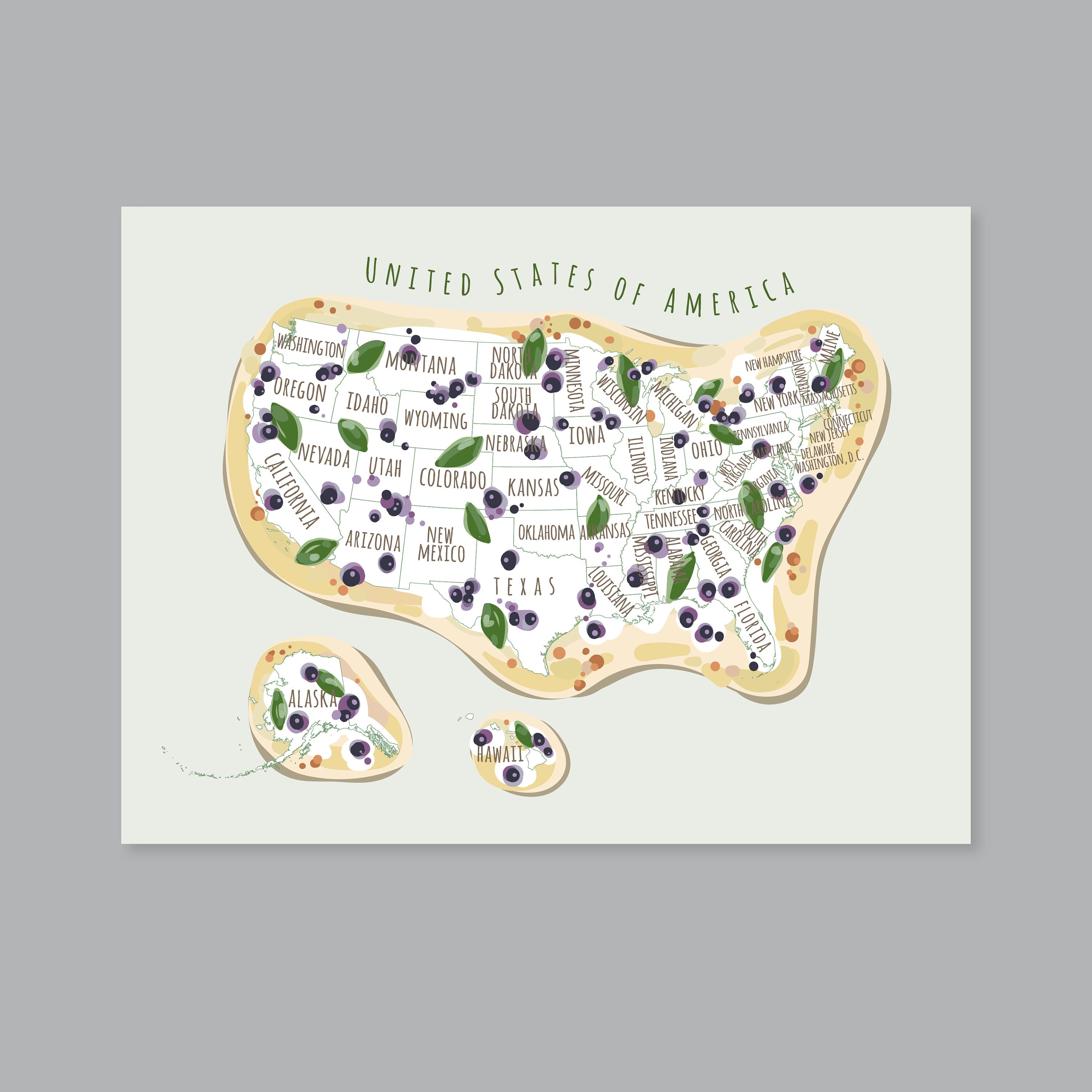 Pizza USA Map PRINTABLE United States Map Print Usa Map Wall - Etsy