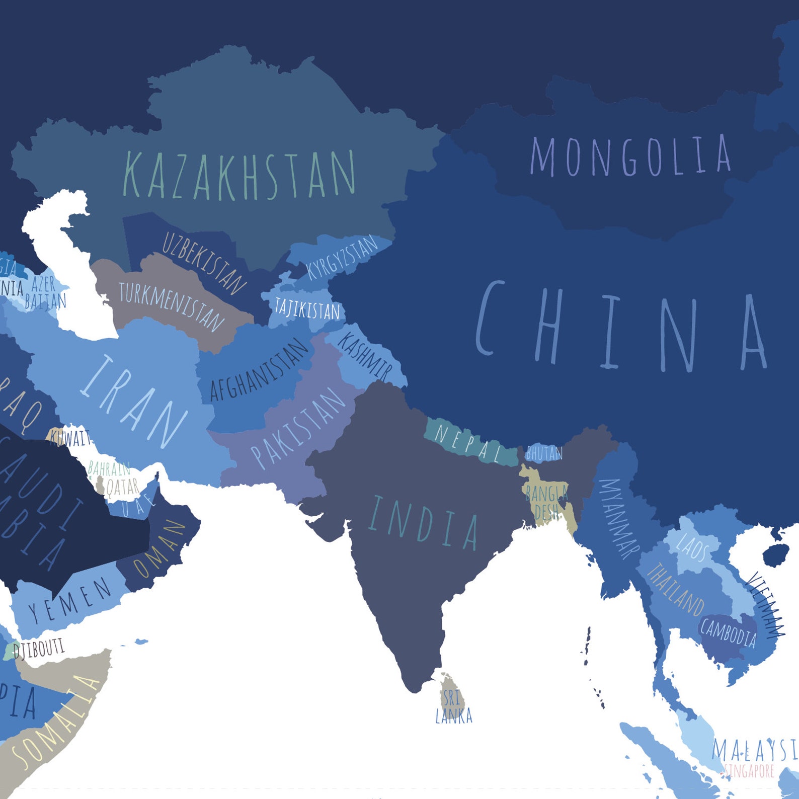Indigo World Map Print: Modern Nursery Decor (digital Download) - Etsy ...