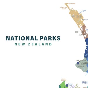 New Zealand National Parks Map Art Print (digital Download) - Etsy