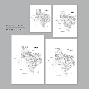 Texas Map Poster, PRINTABLE Texas Countries Map TX, Texas State Map ...