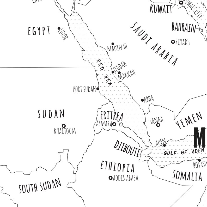 Printable Middle East Map : Home Decor (PDF/JPG) #P751 - Etsy