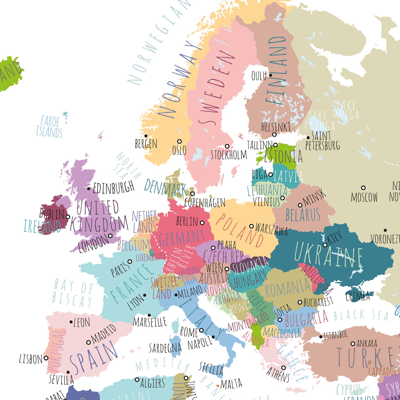 World Map Poster PRINTABLE World Map With Countries Map of - Etsy Canada