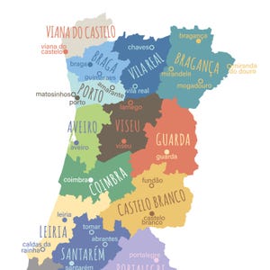 Portugal Map, PRINTABLE Portugal States and Capitals, Labeled Portugal ...