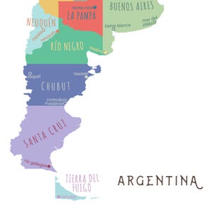 Argentina Map, PRINTABLE Argentina Province and Capitals, Labeled ...